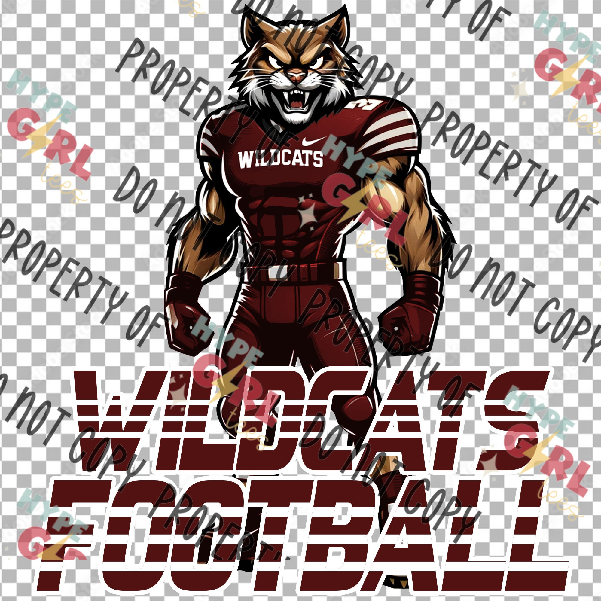 Wildcats Football PNG Digital File. Maroon & White Variation. Other ...