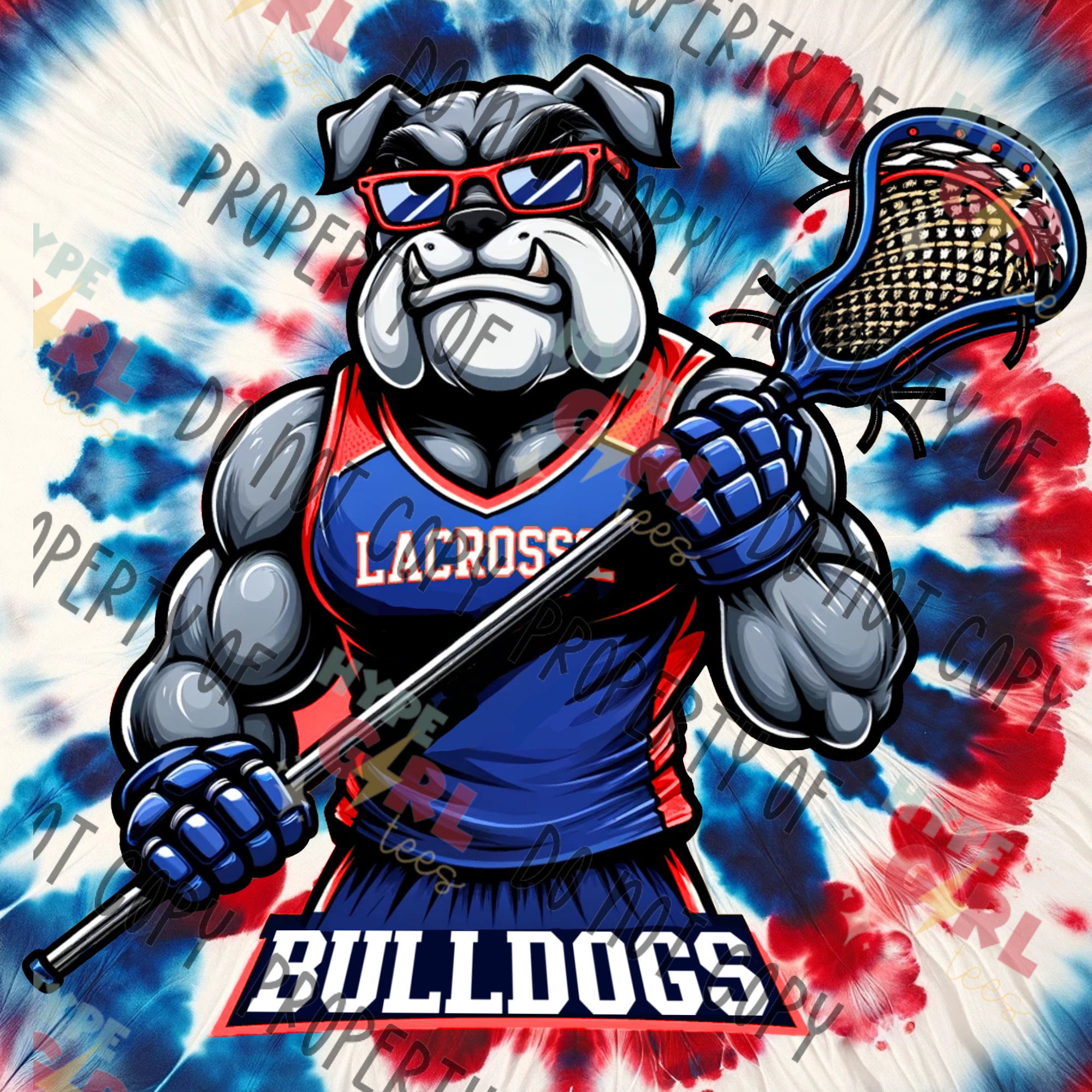 Bulldogs Lacrosse Mascot Design PNG Blue & Red Variation, Other Colors ...