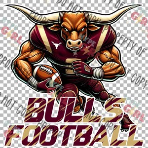 Longhorns / Bulls / Steers Football Design PNG Digital File. Maroon ...