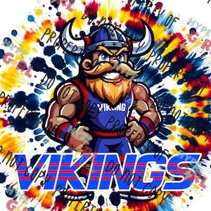 Vikings Mascot PNG, Digital File. Blue & Red Variation. Other Colors ...