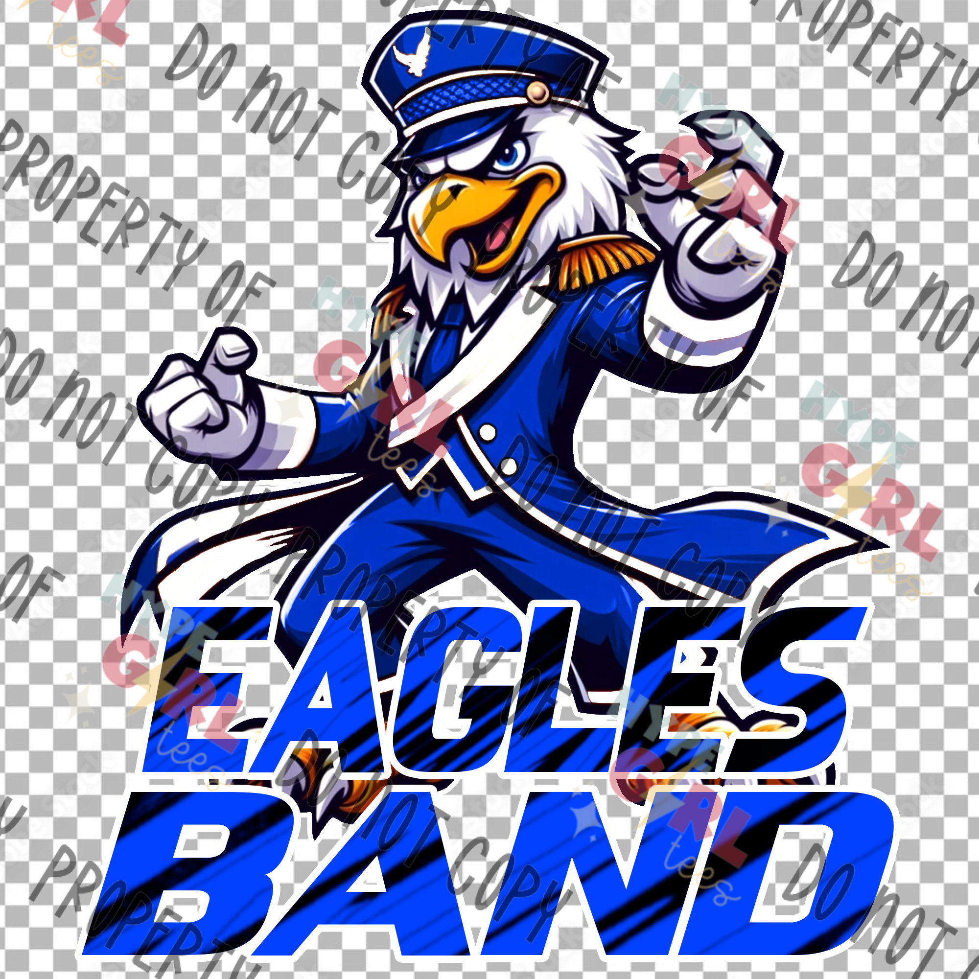 Eagles Marching Band Mascot PNG Digital File. Blue & White Variant ...
