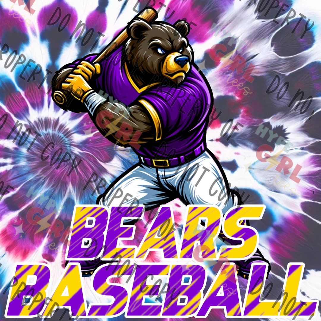 Bears Baseball Mascot PNG Digital File. Purple & Gold Variant. OTHER ...
