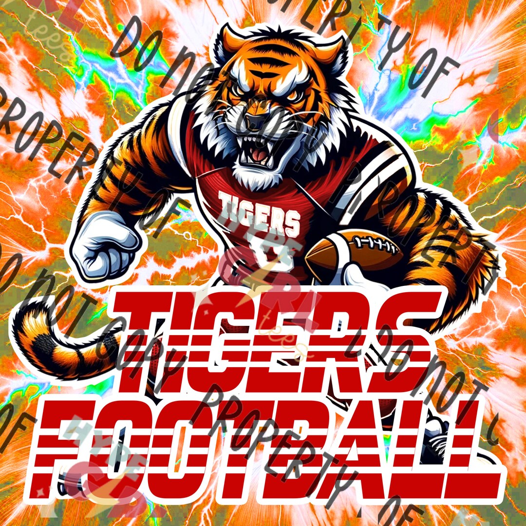 Tigers Football PNG Digital File. Red & White Variation. Other Colors ...