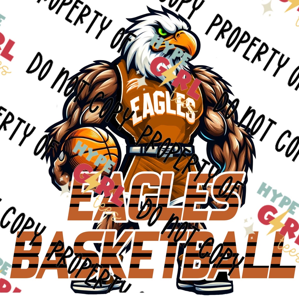 Eagles Basketball Mascot PNG Digital File Orange & Black Variation ...