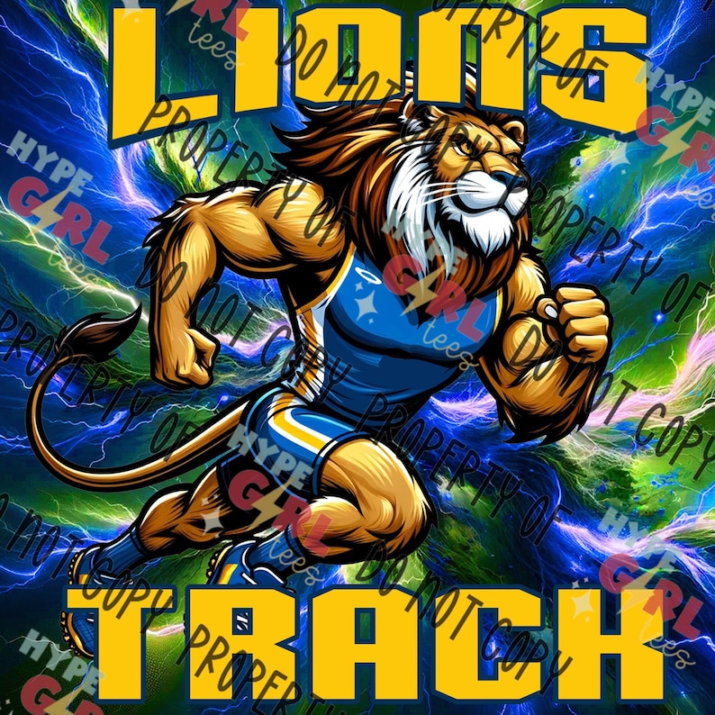 Lions Track Team Mascot PNG. Blue & Gold Variation. Other Color ...