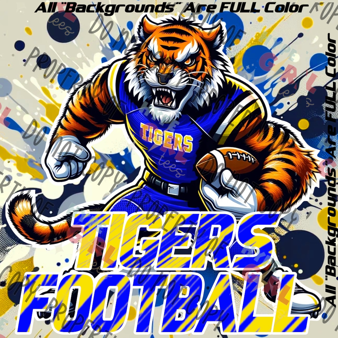 Tigers Football PNG Digital File. Blue & Gold Variation. Other Colors ...