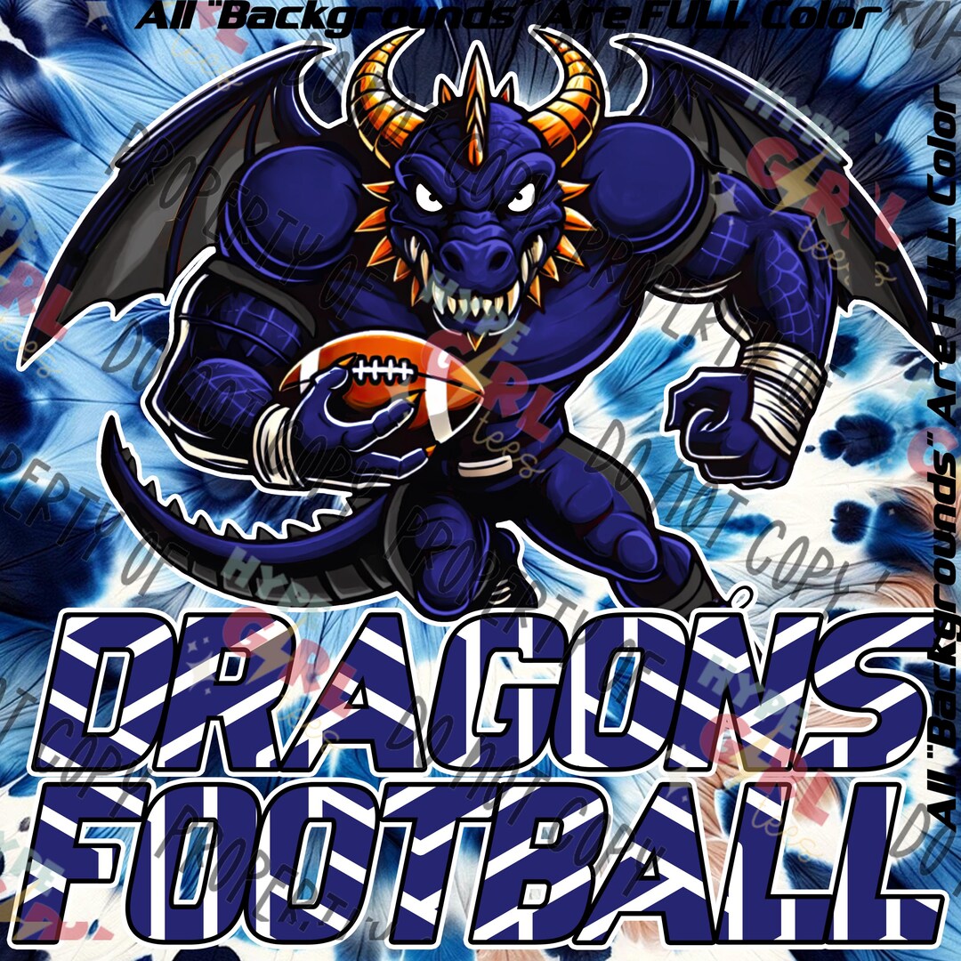 Dragons Football Design PNG Digital File. Navy & Black Variation. Other ...