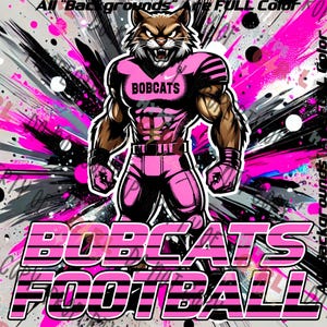 Wildcats / Bobcats Breast Cancer Awareness Football Design PNG. Pink ...