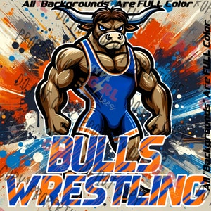 Longhorns / Bulls Wrestling Design PNG, Digital File. Blue & Orange ...