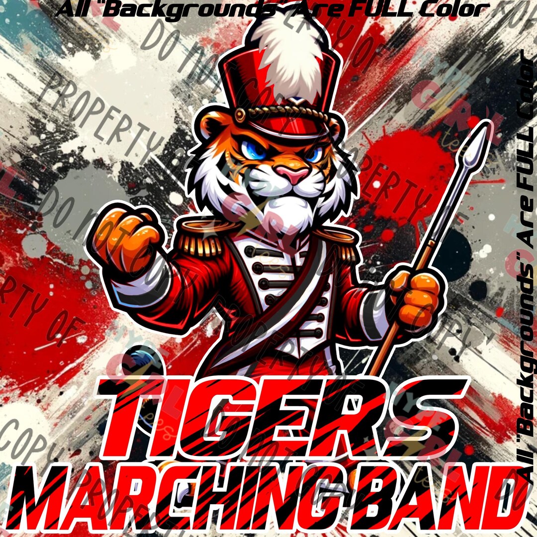 Tigers Band Mascot PNG Digital File, Instant Download. Red & Black ...