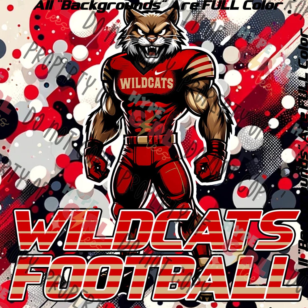 Wildcats / Bobcats Football PNG Digital File. Red & Vegas Gold ...