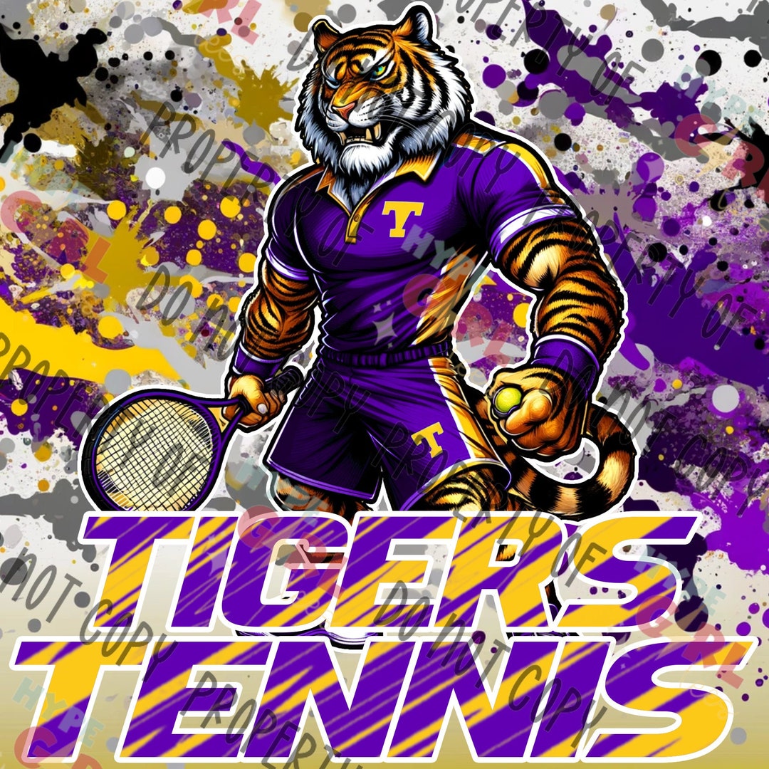 Tigers Tennis Mascot PNG Digital File. Purple & Gold Variant. OTHER ...