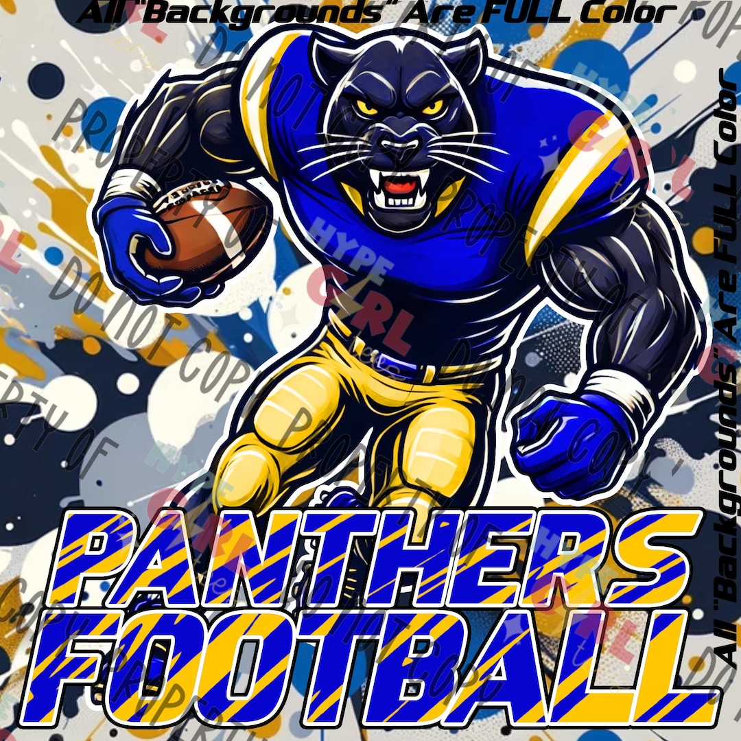 Panthers Football Design PNG Digital File. Blue & Gold Variation. Other ...