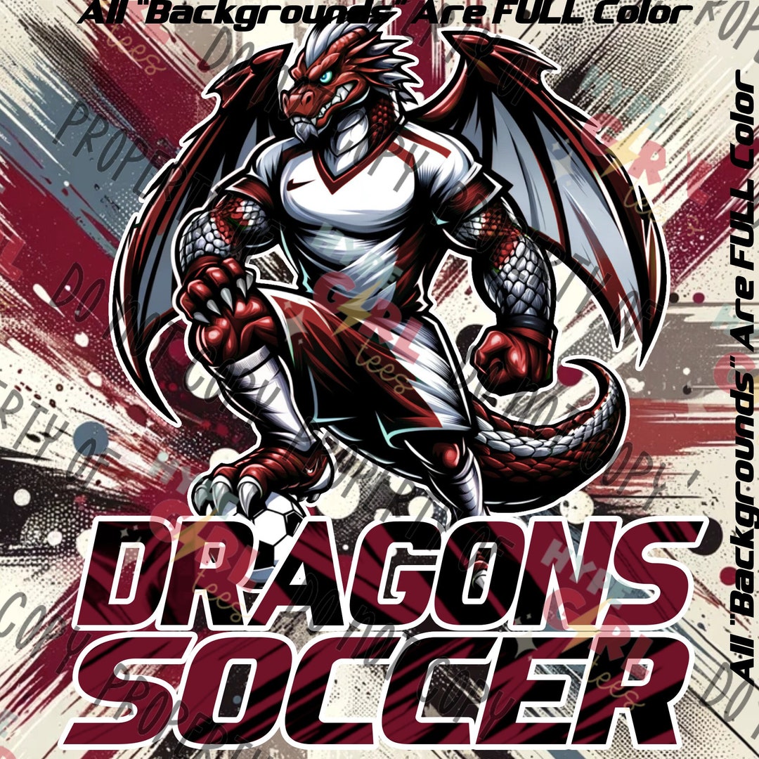 Dragons Soccer Mascot PNG Digital File Maroon & White Version. OTHER ...