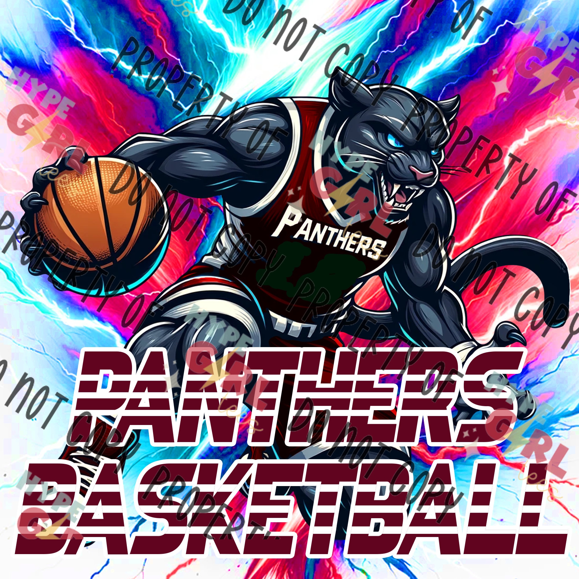 Panther Basketball PNG Digital File. Maroon and White Variation. Other ...