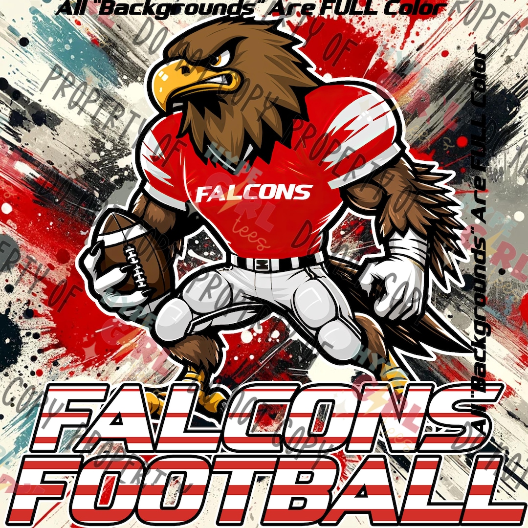 Falcons / Hawks Football PNG Digital File. Red & White Variation. Other ...