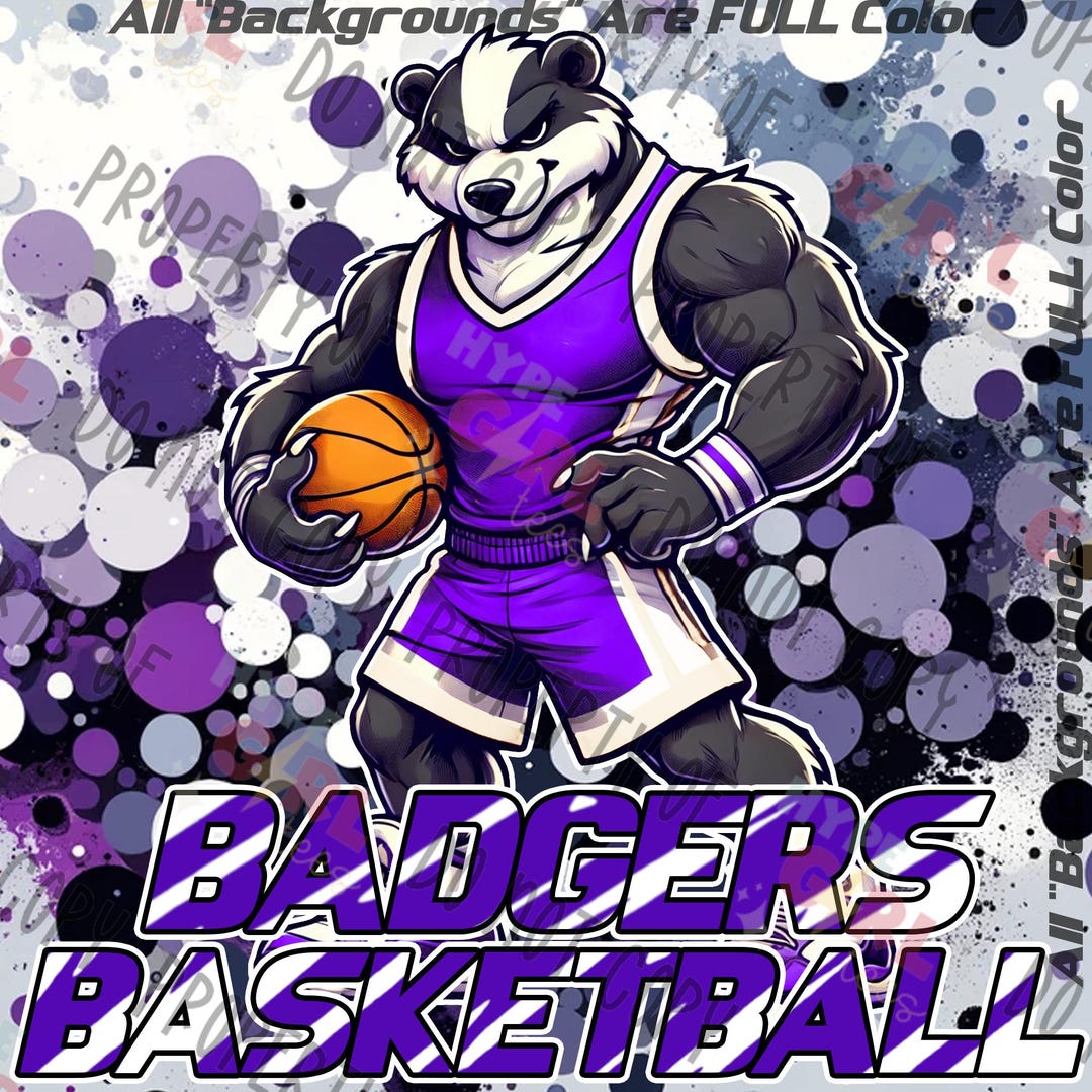 Badgers Basketball Design PNG Digital File Purple & White Variation ...