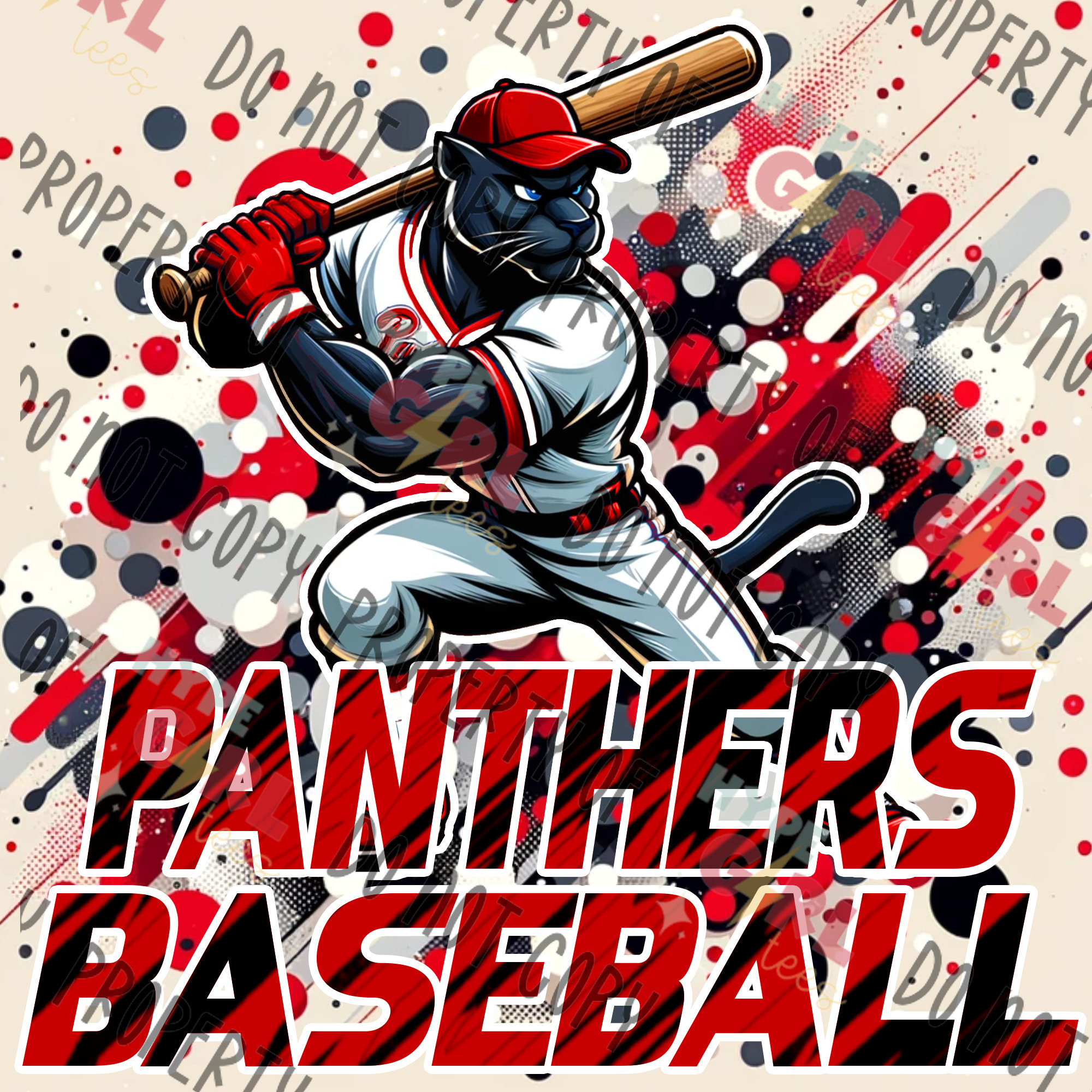 Panther Baseball Mascot PNG Digital File. Red & White Variant. OTHER ...