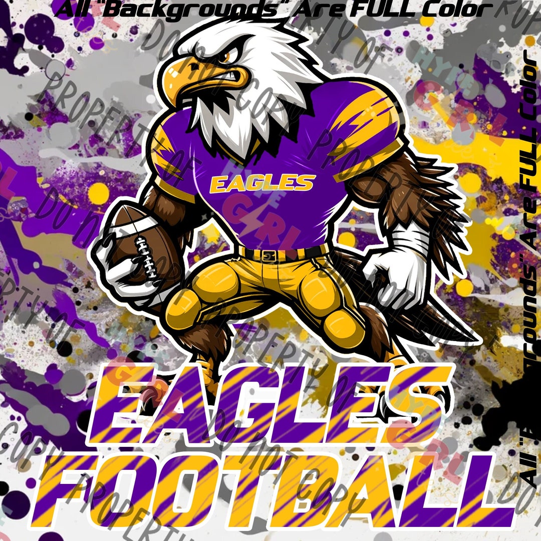 Eagles Football PNG Digital File. Purple & Gold Variation. Other Colors ...