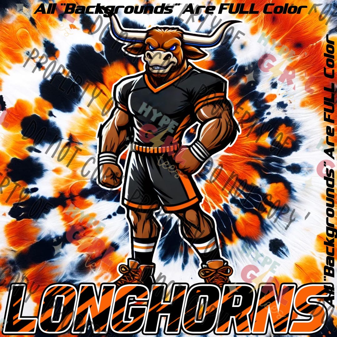 Longhorns Mascot Design PNG Digital File. Black & Orange Version, Other ...