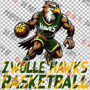 Hawks 2nd Basketball Mascot Digital File Green & Gold Variation. Other ...