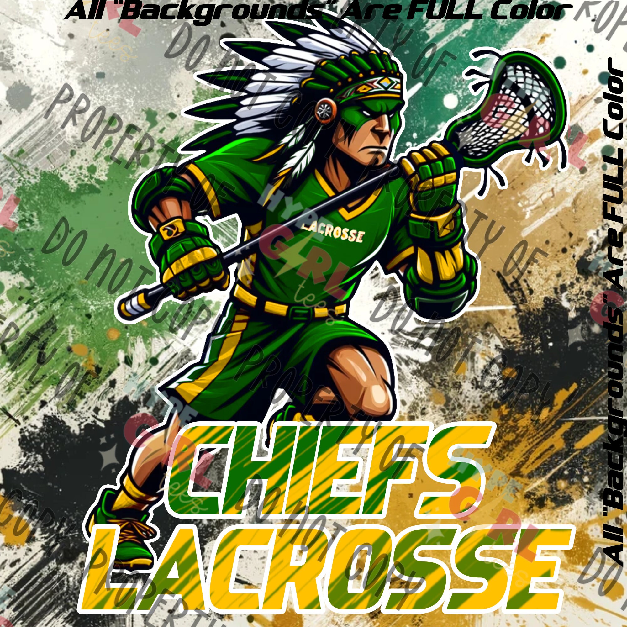 Indians / Warriors / Chiefs Lacrosse Design PNG Green & Gold Variation ...