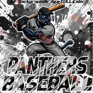 Panther Baseball Mascot PNG Digital File. Black & Grey Variant. OTHER ...
