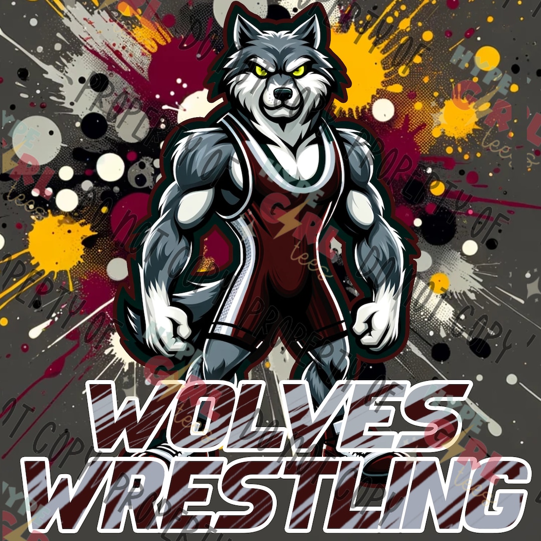 Wolves Wrestling Mascot PNG, Digital File. Wolf Logo. Maroon & Silver ...