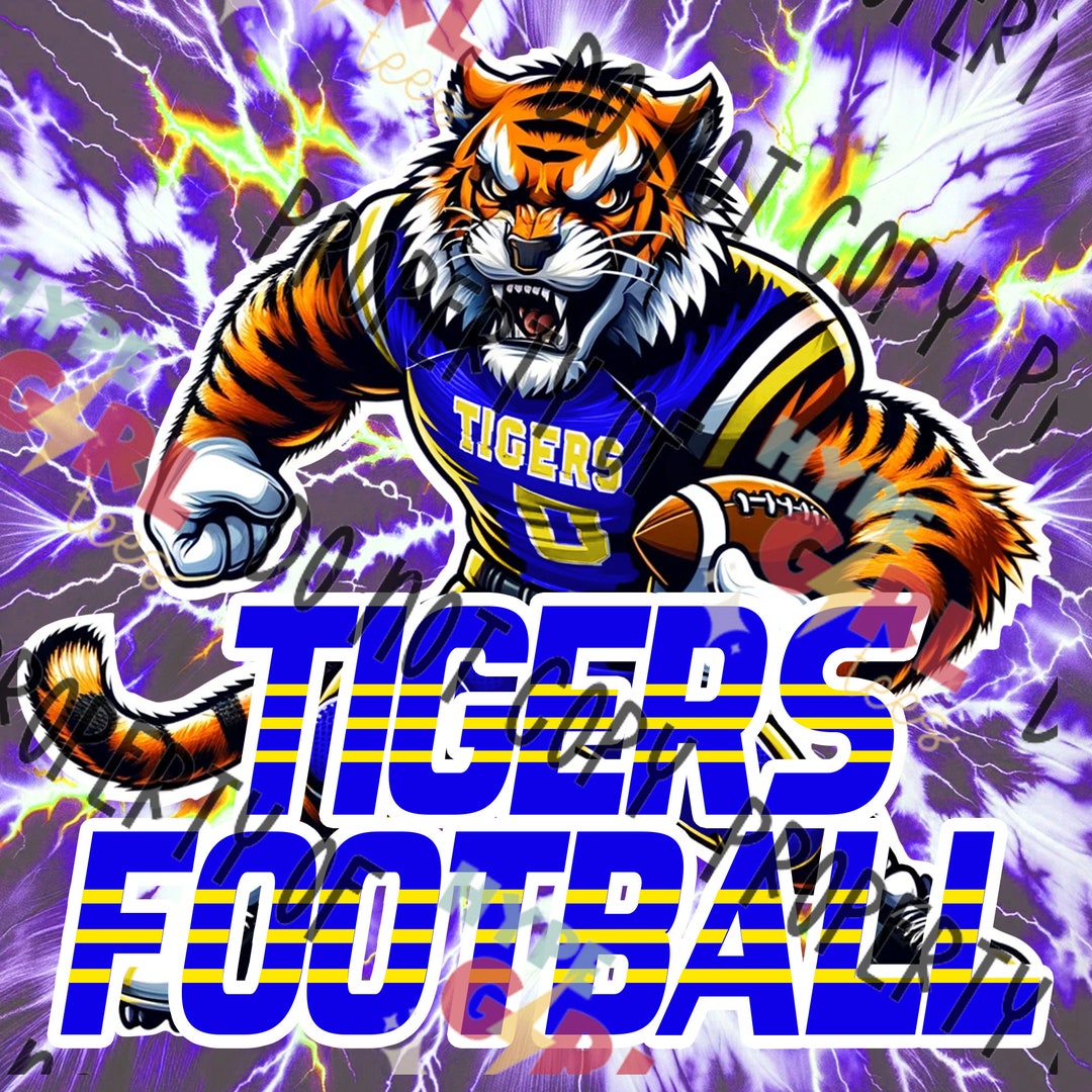 Tigers Football PNG Digital File. Blue & Gold Variation. Other Colors ...