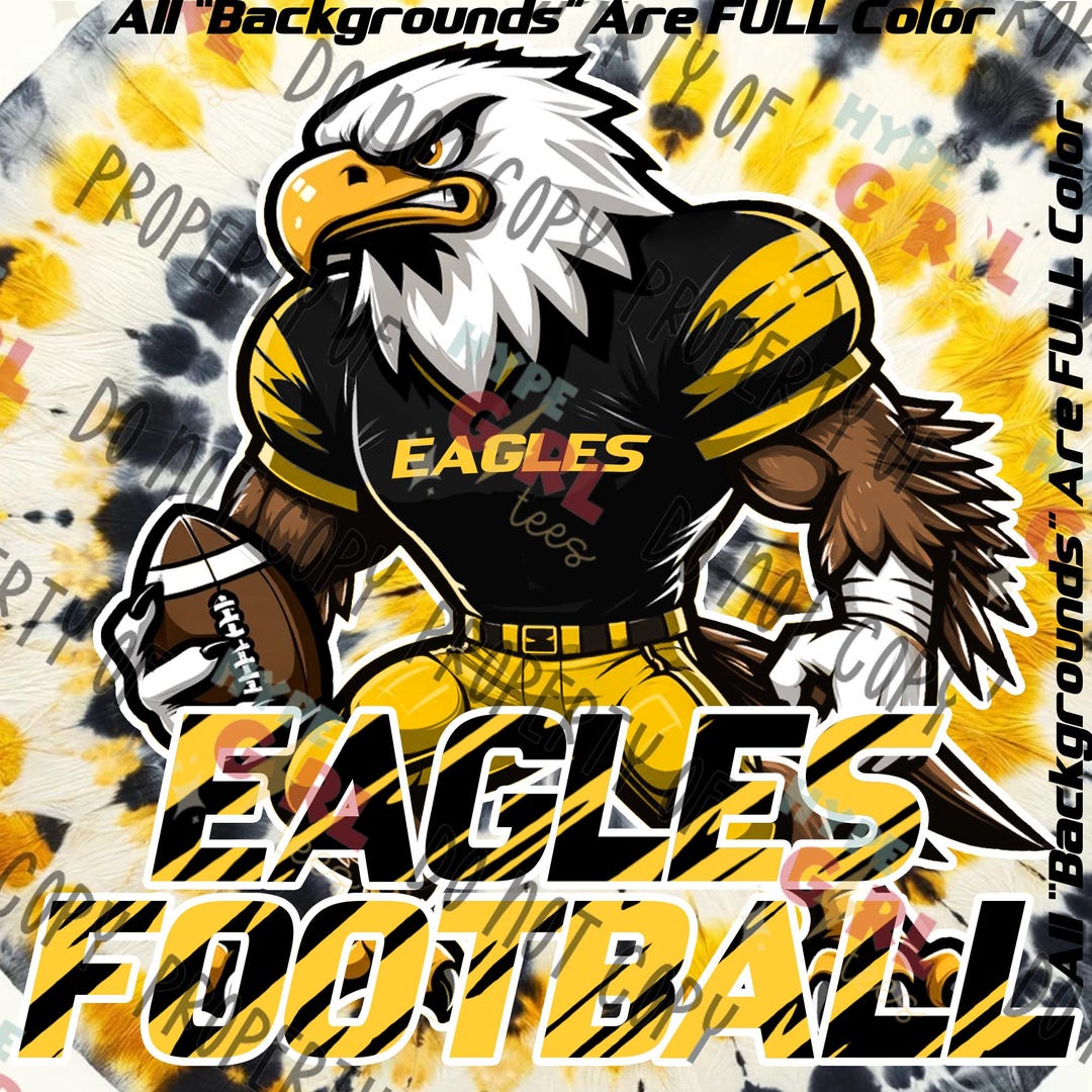 Eagles Football PNG Digital File. Black & Gold Variation. Other Colors ...