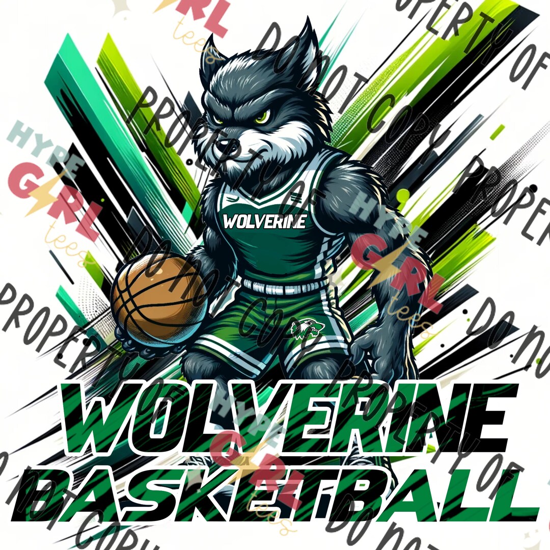 Wolverines Basketball Mascot PNG, Digital File. Bobcat Logo. Green ...