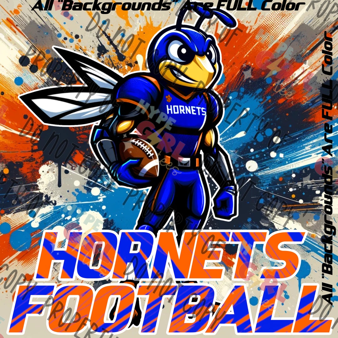 Hornets Football Mascot PNG Digital File. Blue & Orange Variation ...