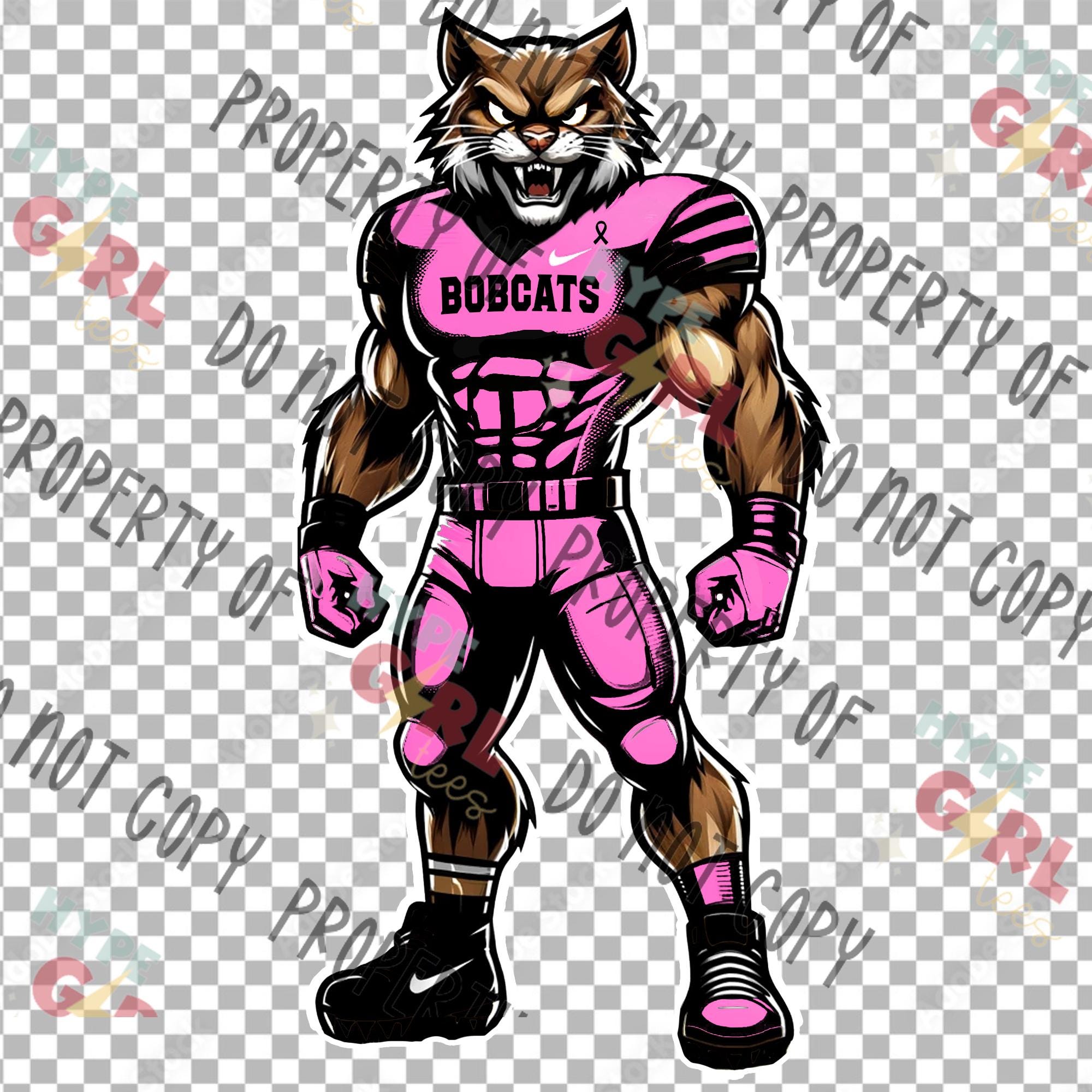Wildcats / Bobcats Breast Cancer Awareness Football Design PNG. Pink ...