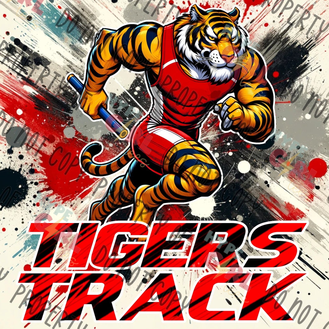 Tigers Track Mascot PNG Digital File. Red & White Variant. OTHER Colors ...