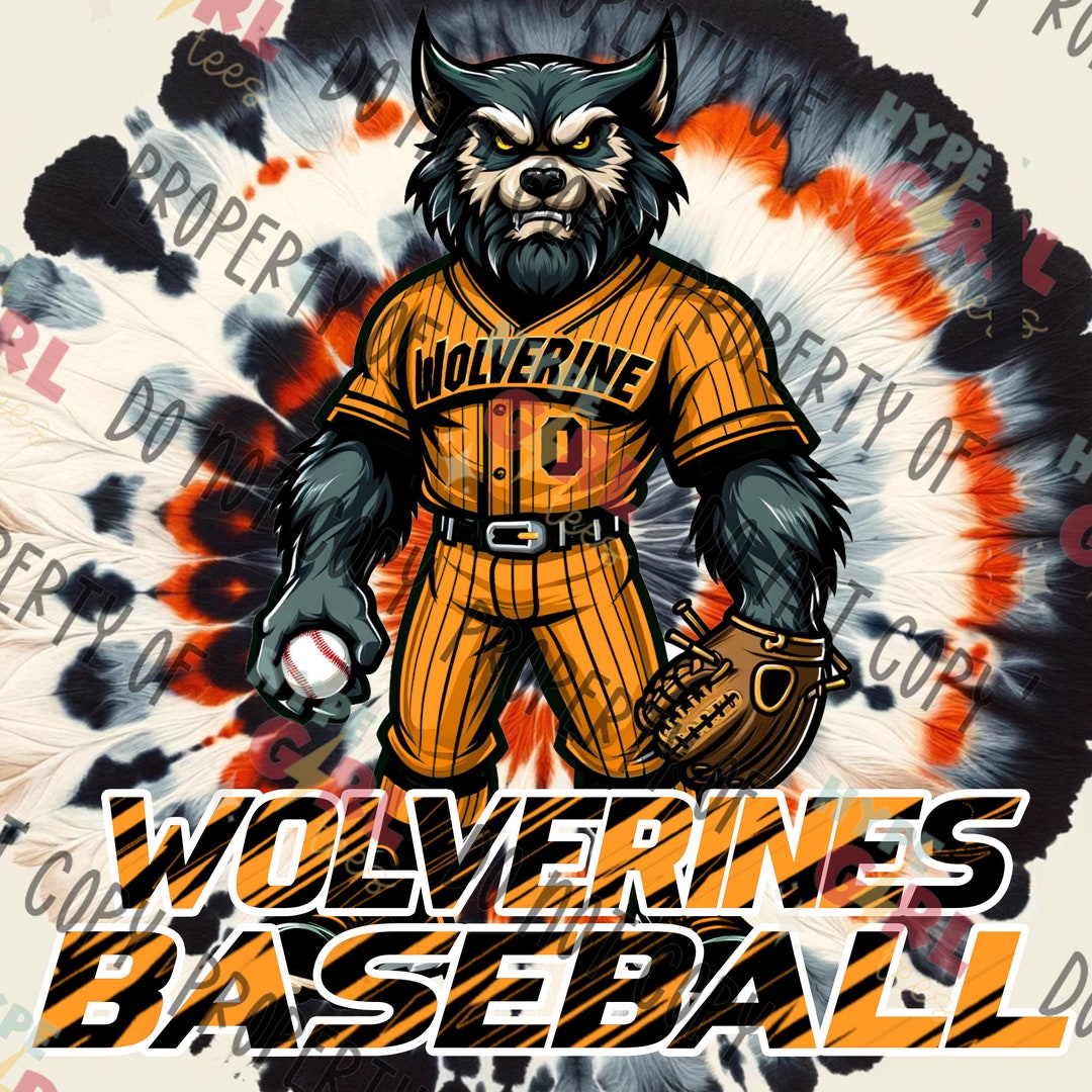 Wolverine Baseball Mascot PNG Digital File. Orange & Black Variant ...