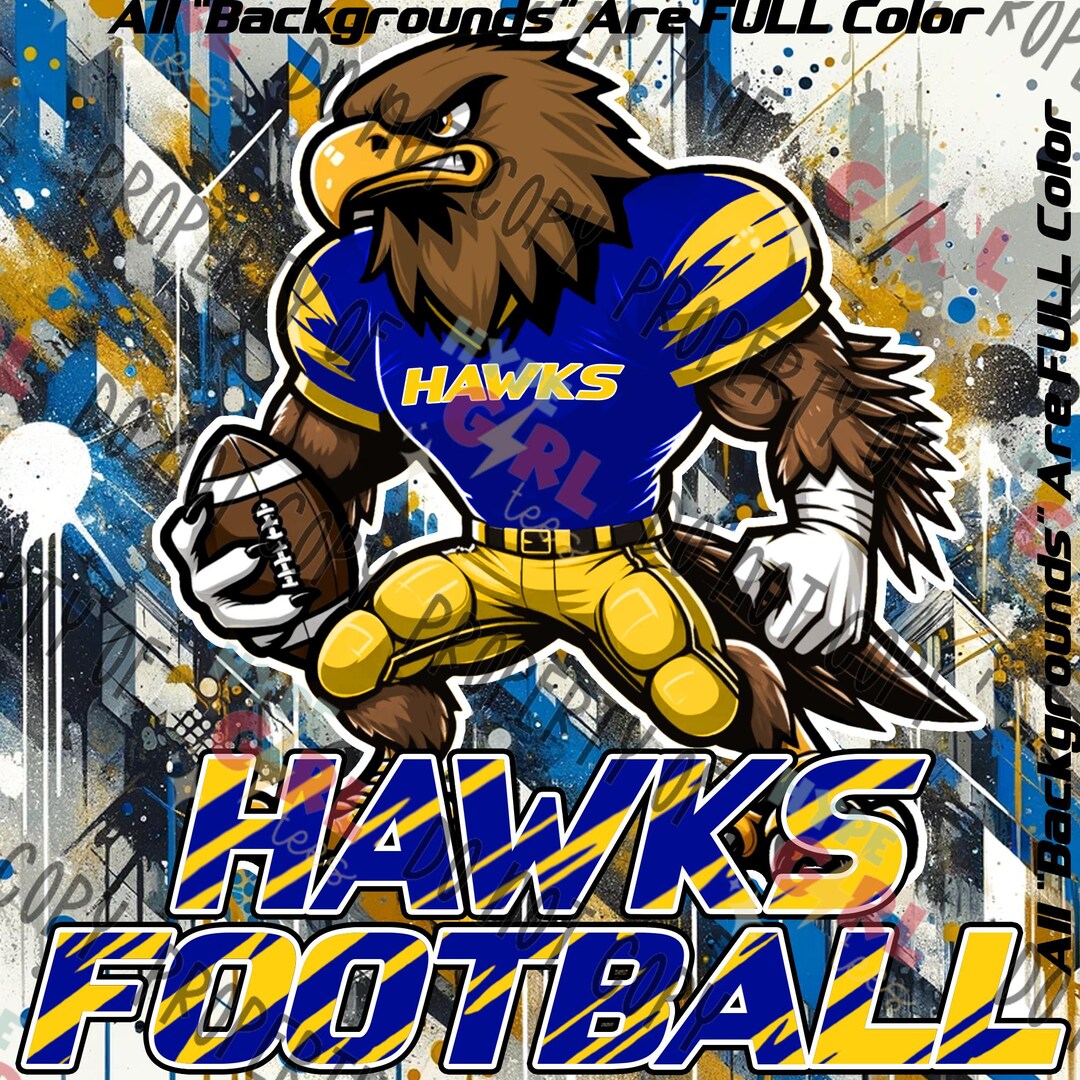 Hawks / Falcons Football PNG Digital File. Blue & Gold Variation. Other ...