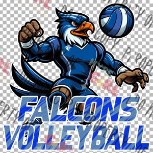Falcons / Hawks Volleyball Mascot PNG Digital File Instant Download ...