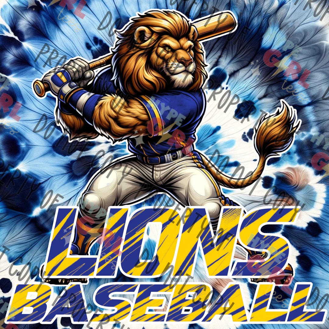 Lions Baseball Mascot PNG Digital File. Navy & Gold Variant. OTHER ...