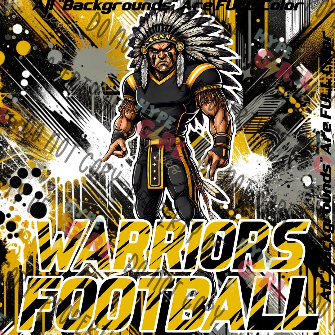 Indians / Warriors / Chiefs Football PNG Digital File. Black & Gold ...