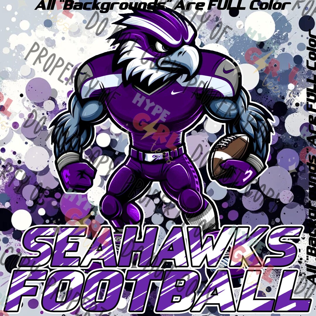 Seahawks Football Design Digital PNG File. Purple & White Version ...
