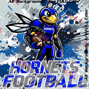 Hornets Football Mascot PNG Digital File. Blue & Silver Variation ...
