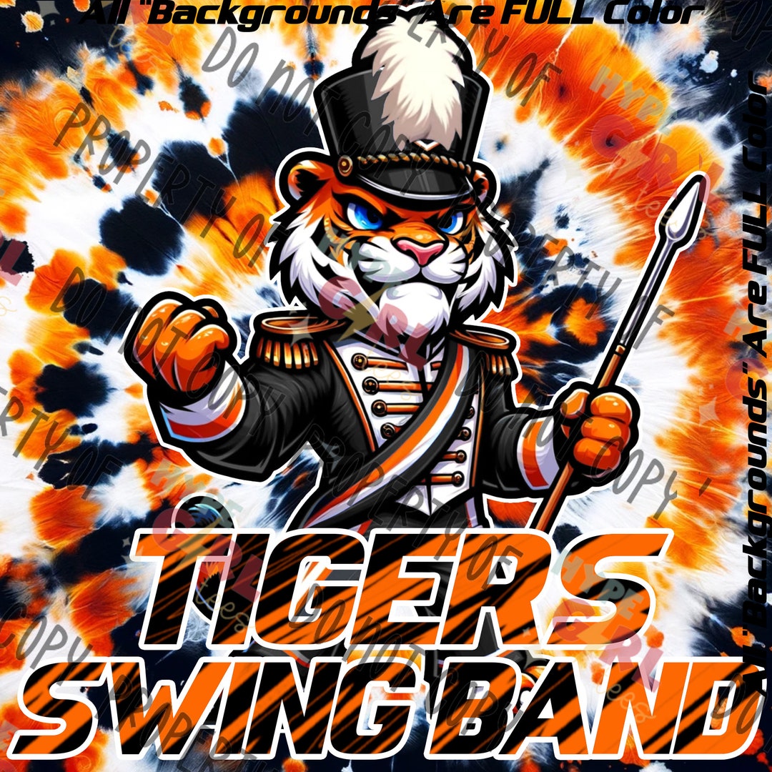 Tigers Band Mascot PNG Digital File, Instant Download. Black & Orange ...