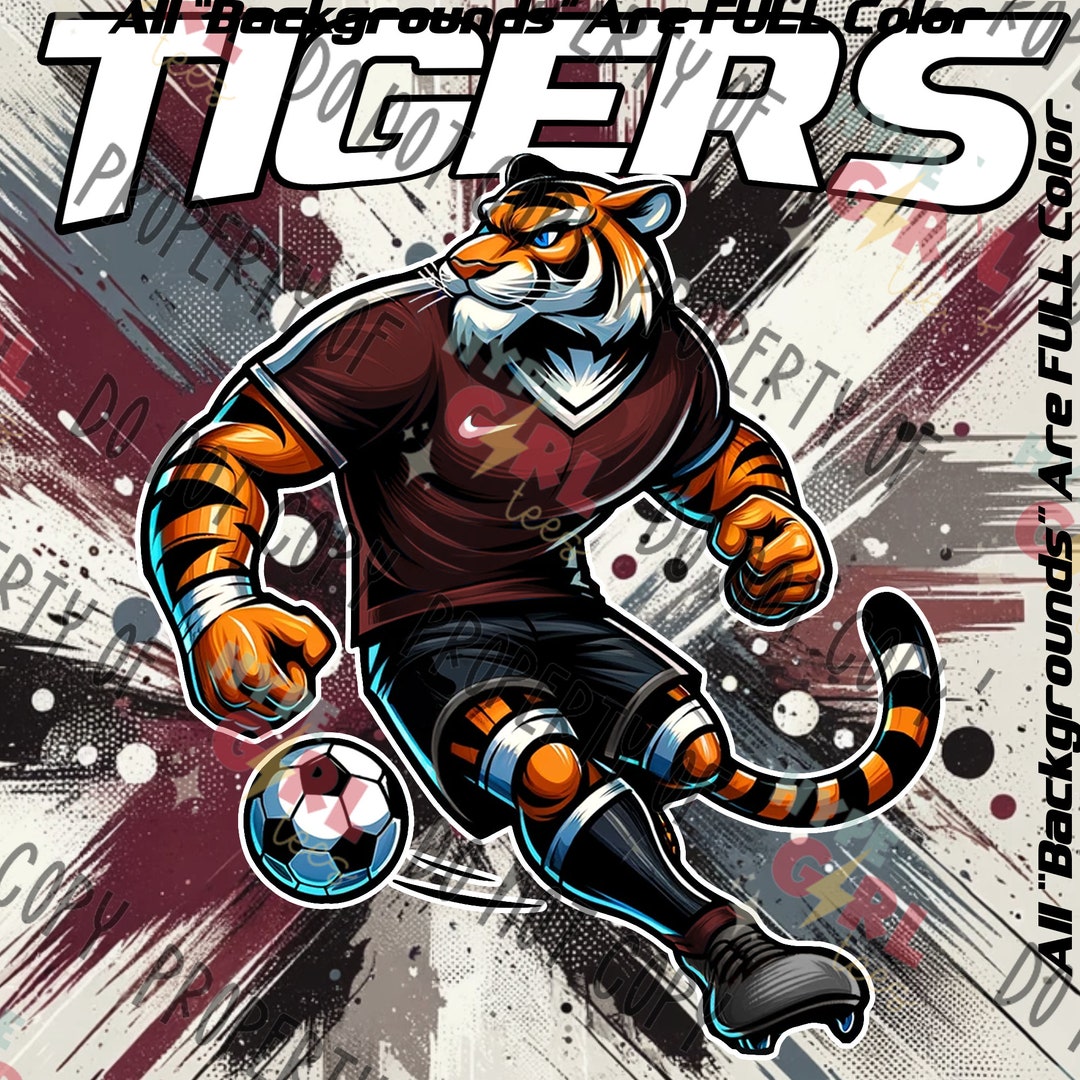 Tigers Soccer Mascot PNG Digital File Maroon & White Variation. Contact ...