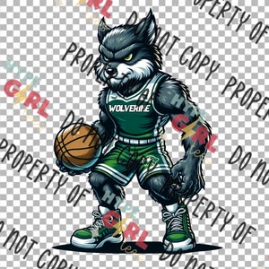 Wolverines Basketball Mascot PNG, Digital File. Bobcat Logo. Green ...