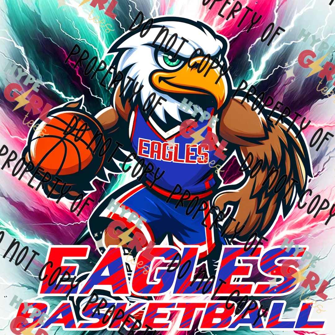 Kids Eagles Basketball Mascot Design Digital File PNG. Blue & Red ...
