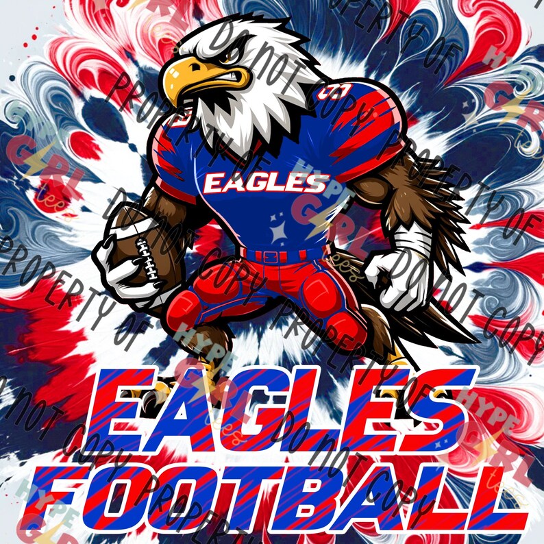 Eagles Football PNG Digital File. Blue & Red Variation. Other Colors ...
