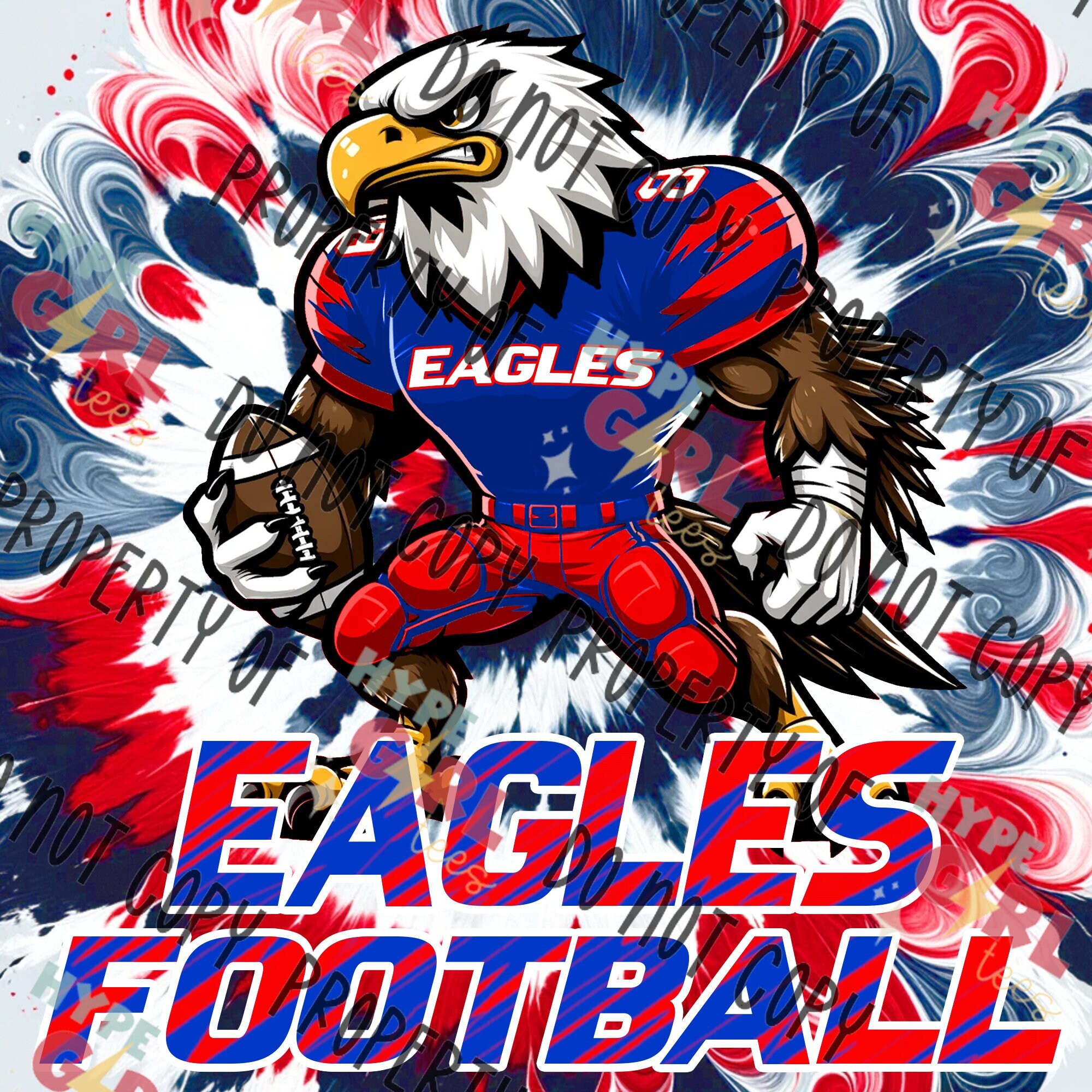 Eagles Football PNG Digital File. Blue & Red Variation. Other Colors ...