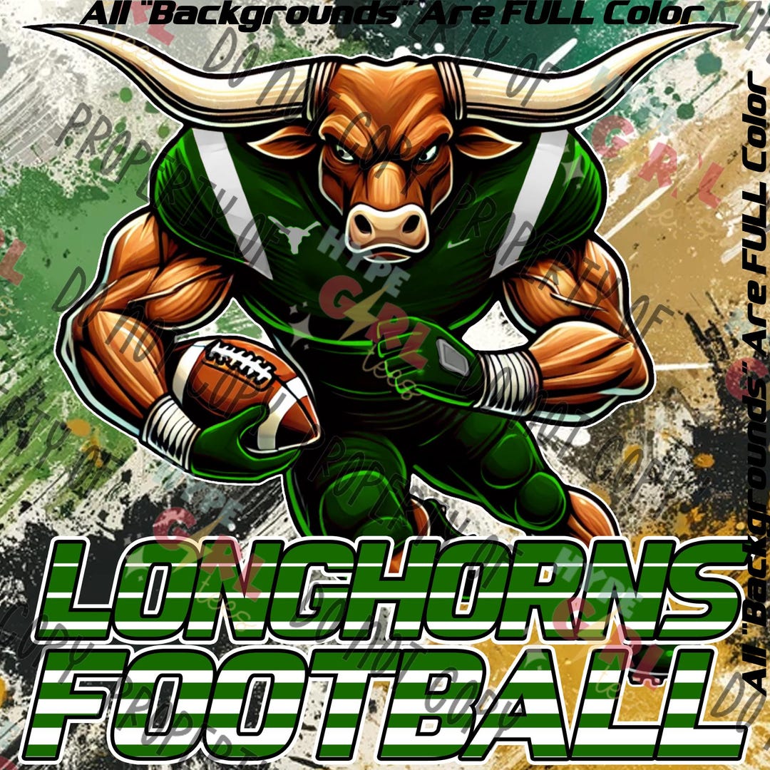 Longhorns Football Design PNG Digital File. Green & White Version ...