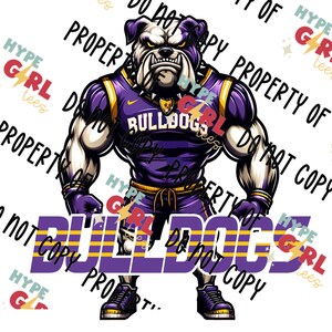 Bulldogs Mascot PNG Digital File for School or Team Purple & Gold ...