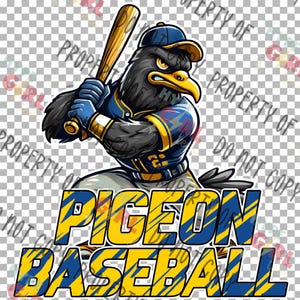Pigeon Baseball Design PNG Digital File. Blue & White AND Blue Gold ...